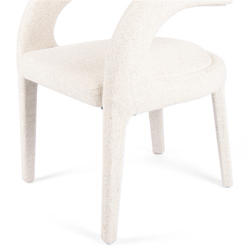 Alexander Mid Century Modern White Upholstered Dining Arm Chair