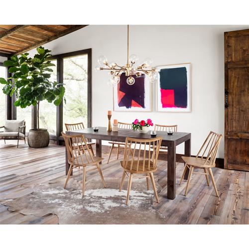 Lara French Classic Brown Oak Wood Windsor Dining Side Chair