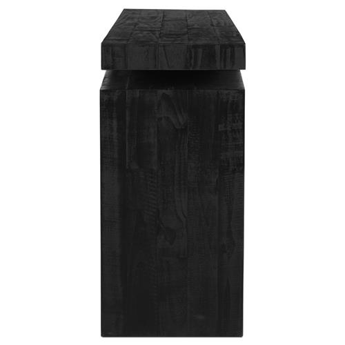 Rayan Rustic Lodge Black Reclaimed Solid Pine Wood Rectangular Console ...
