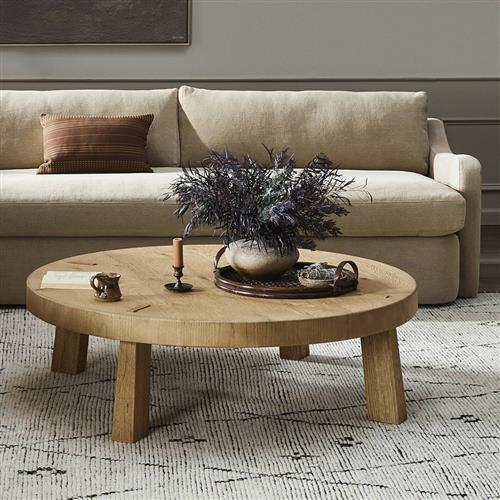 Sadira Worn Oak Coffee Table | Kathy Kuo Home