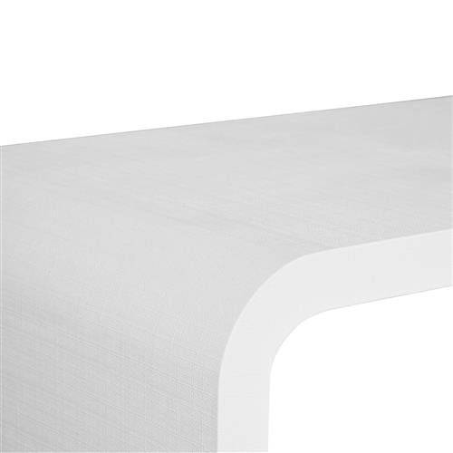 Worlds Away Newbury Modern Classic White Linen Rectangular Coffee Table