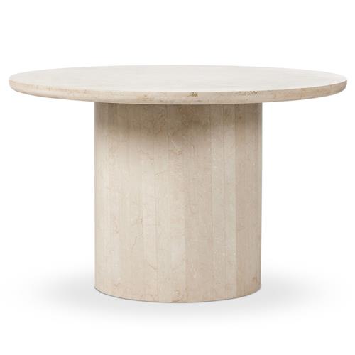 Orkins Modern Classic Cream Marble Round Outdoor Dining Table - 48"