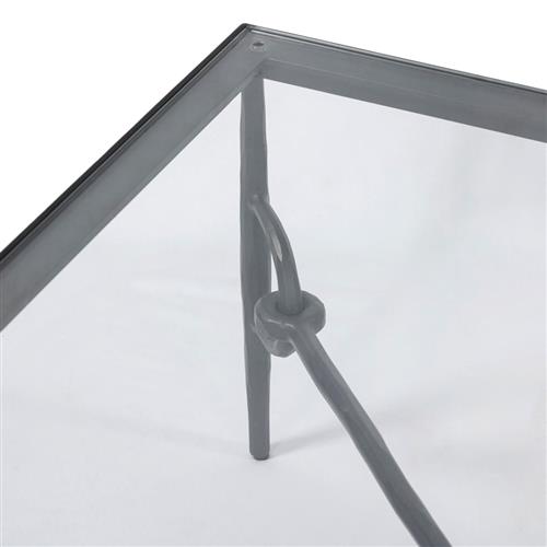 Ceasar French Country Black Iron Square Coffee Table | Kathy Kuo Home