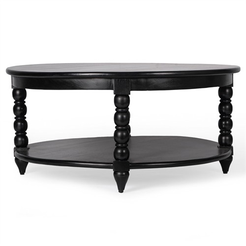 Thomas Updated Traditional Black Wood Spindle Coffee Table | Kathy Kuo Home