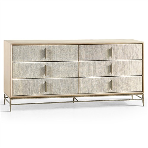 Irving Coastal Beach Whitewashed Oak Wood Double Dresser | Kathy Kuo Home