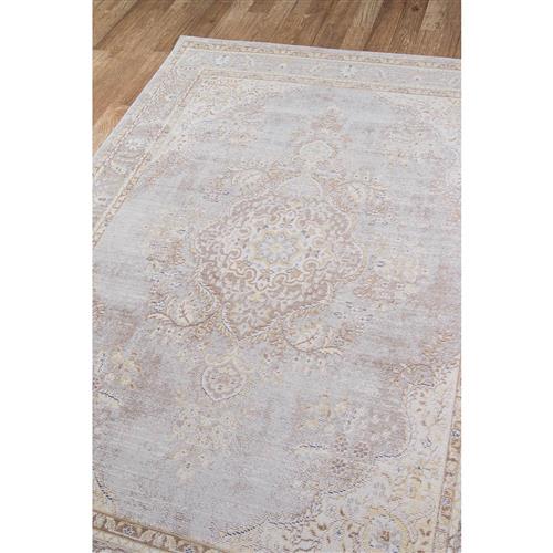 Esme Modern Classic Distressed Grey Blue Medallion Patterned Rug
