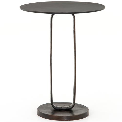 Sam Modern Classic Brown Aluminum Round Side End Table
