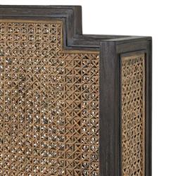 Camille Brown Mahogany Woven Textured Rattan Wingback Bed - King King ...
