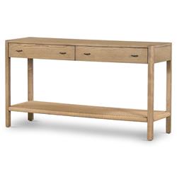 Zulu Coastal Beach Brown Ash Wood Woven Paper Cord Console Table Long ...