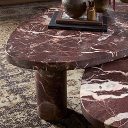 Zayden Modern Classic Merlot Red Solid Marble Coffee Table - 36" 31" W ...