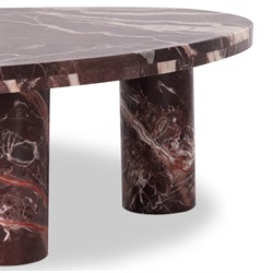 Zayden Modern Classic Merlot Red Solid Marble Coffee Table - 36" 31" W ...