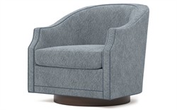 Helston Angora Blue Weave Swivel Chair | Kathy Kuo Home