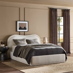 Maxene Modern Classic Cream Boucle Performance Bed - Queen Queen ...