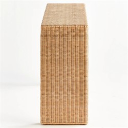 Nerina Coastal Beach Natural Woven Rattan Rectangular Console Table ...