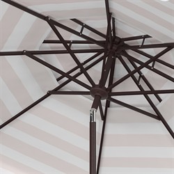Inès French Country Beige Striped Double Tier Scalloped Patio Umbrella ...