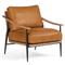 Jacoby Mid Century Modern Palermo Cognac Leather Wood Iron Legs Arm Chair