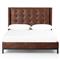 Nyla Modern Tufted Brown Faux Leather High Headboard Platform Bed - Queen