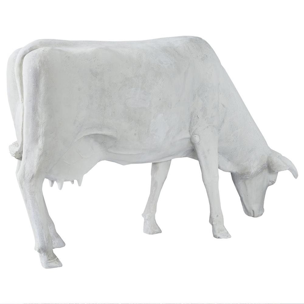 Phillips Collection Modern White Resin Grazing Life Size Cow Outdoor ...