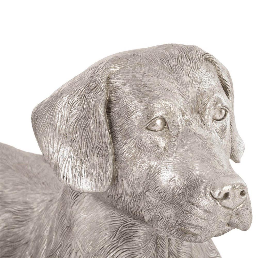 Winona Modern Classic Silver Leaf Laying Labrador Life Size Statue