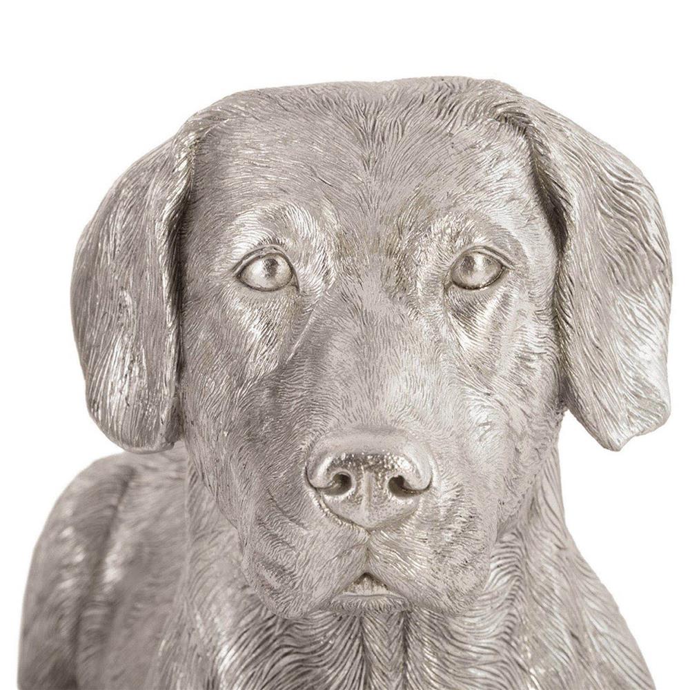 Winona Modern Classic Silver Leaf Laying Labrador Life Size Statue ...