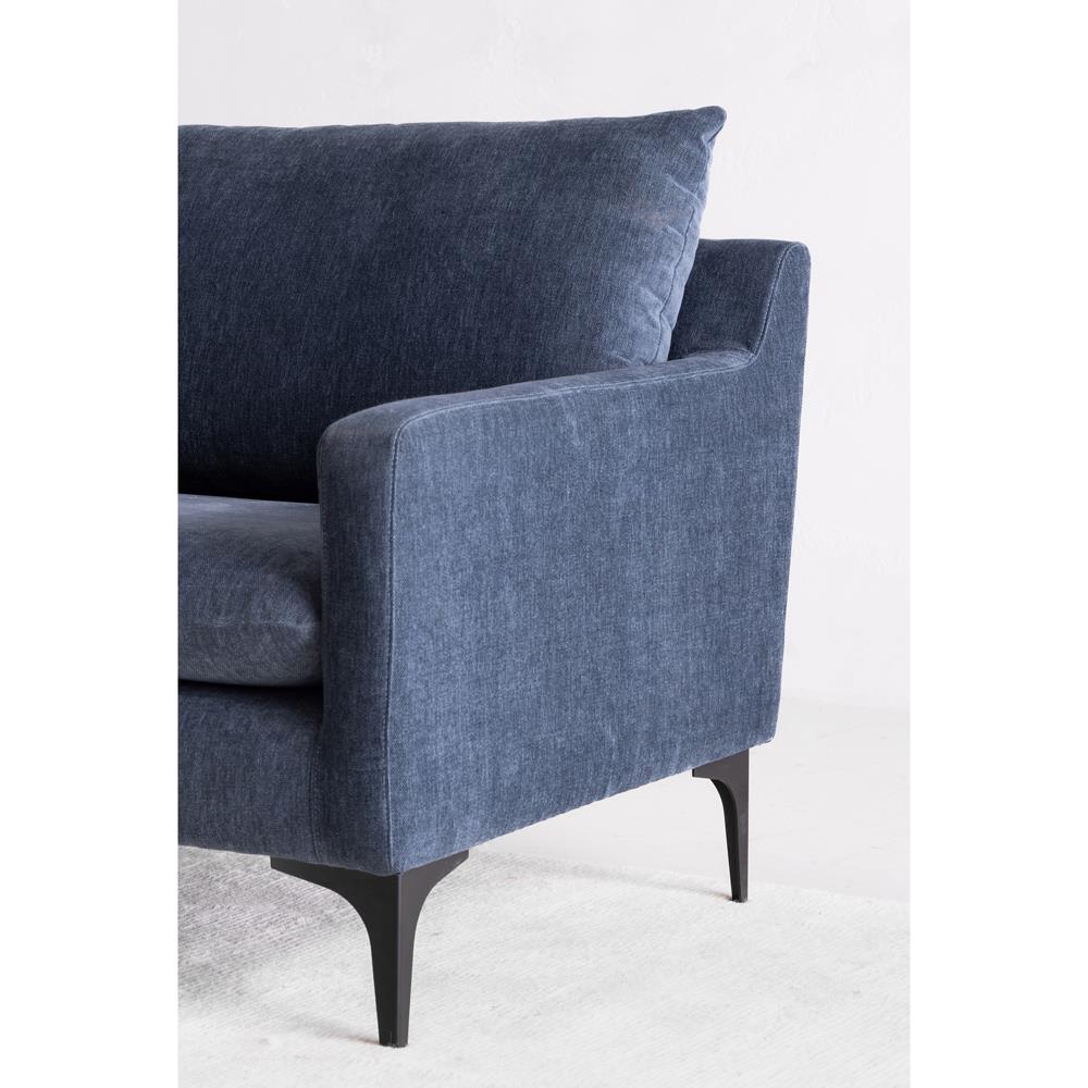 Dyna Modern Classic Blue Upholstered Black Metal Base Occasional Chair
