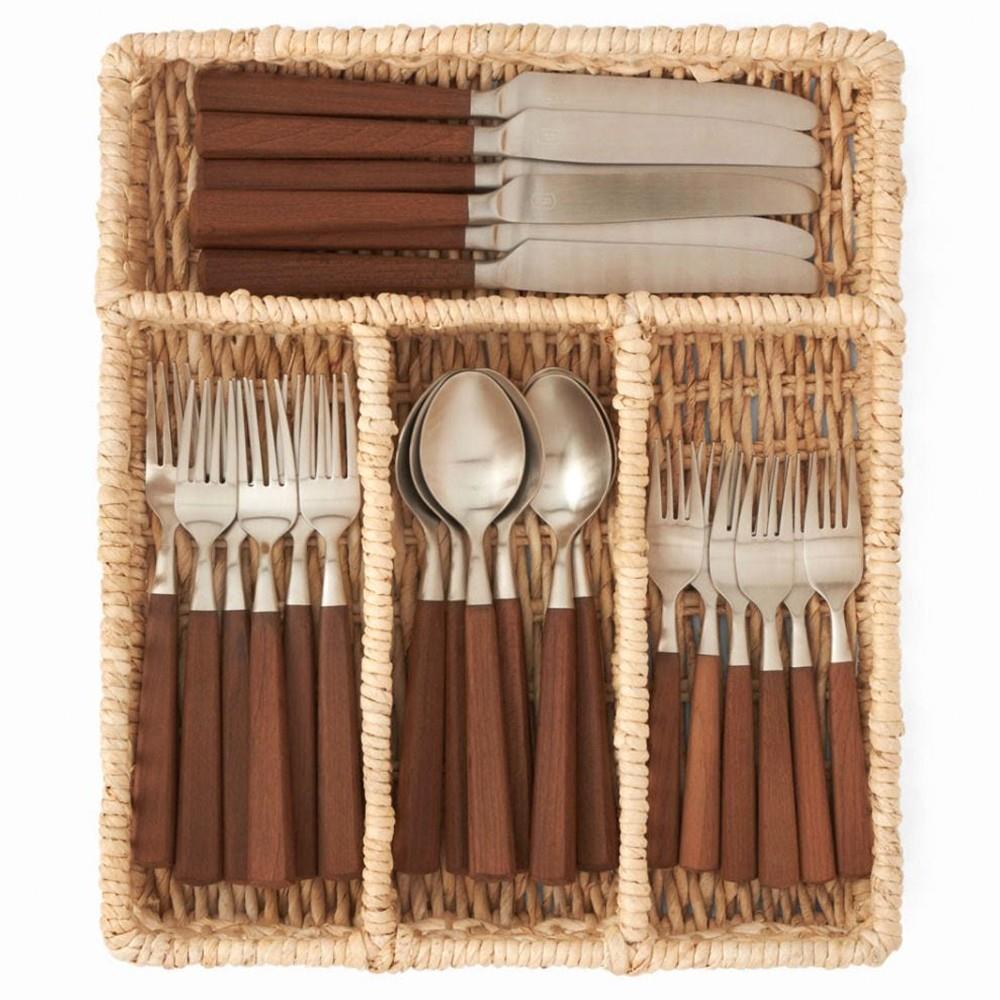 Ericson Coastal Beach Brown Banana Bark Flatware Storage | Kathy Kuo Home