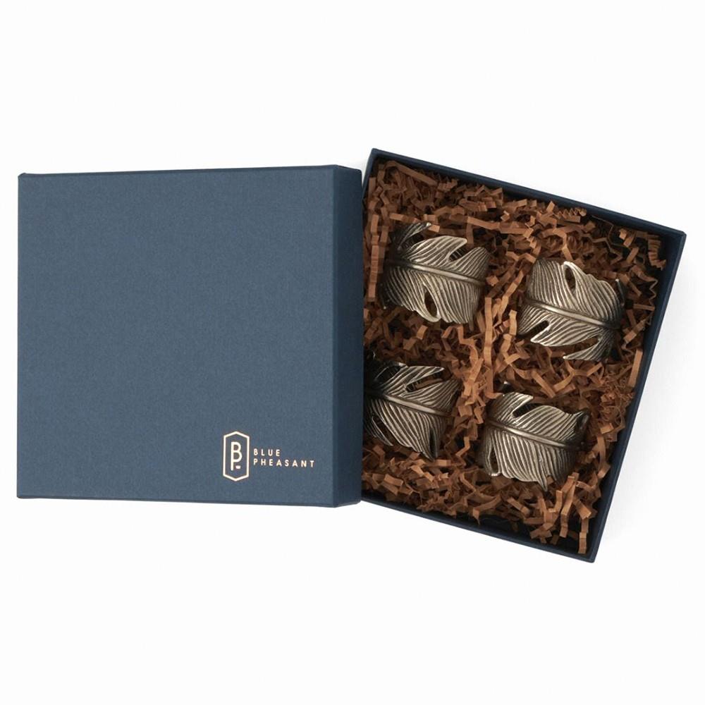 Neela Modern Classic Silver Brass Napkin Ring - Set of 4 | Kathy Kuo Home