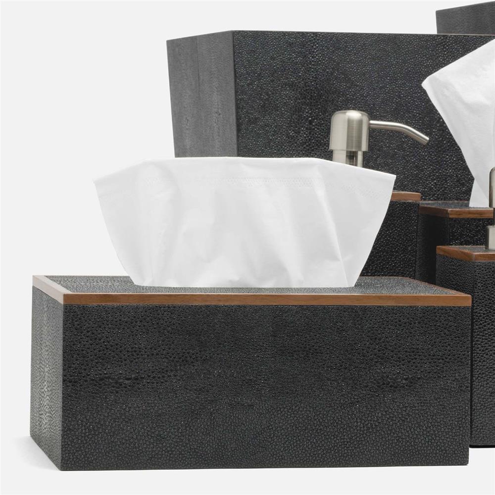 Pigeon and Poodle Manchester Modern Black Faux Shagreen Tissue Box - Large