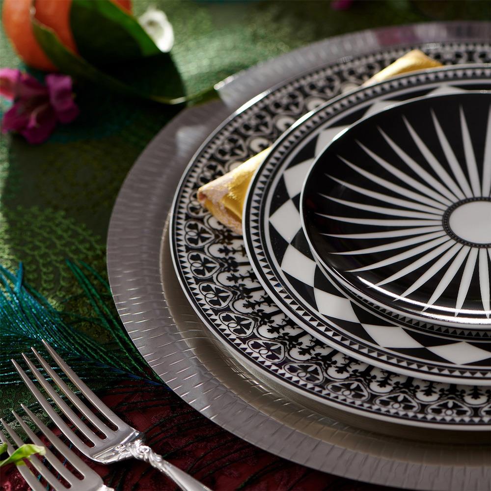 Marrakech Global Bazaar Black Ceramic Canape Plate - Set of 4