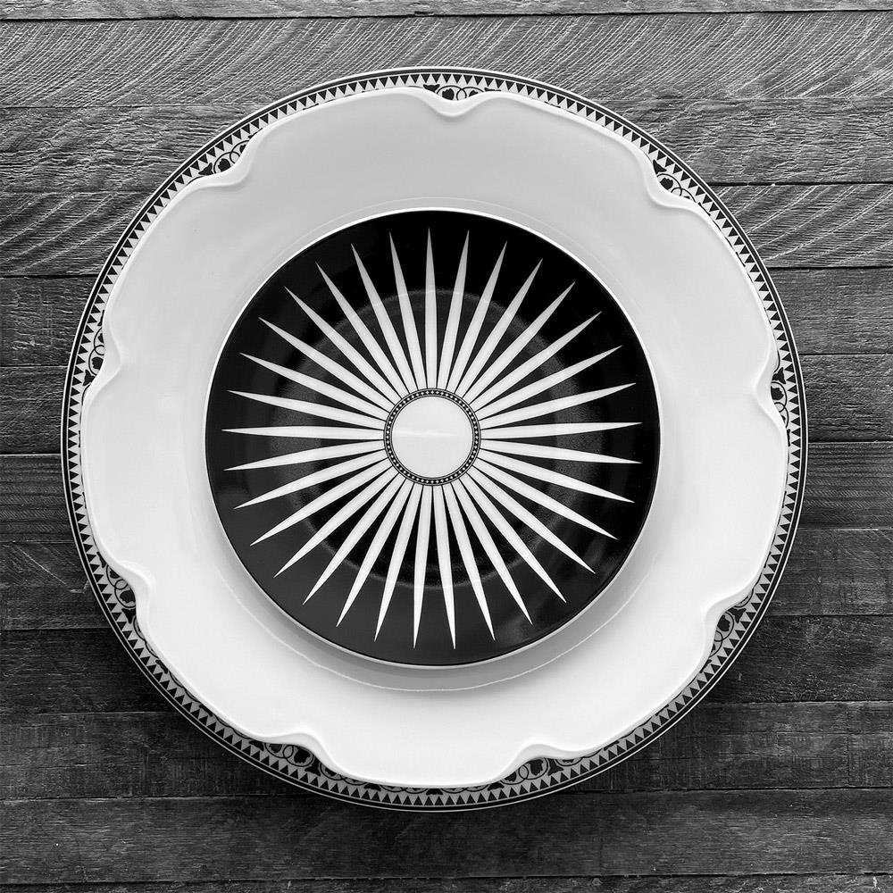 Marrakech Global Bazaar Black Ceramic Canape Plate - Set of 4