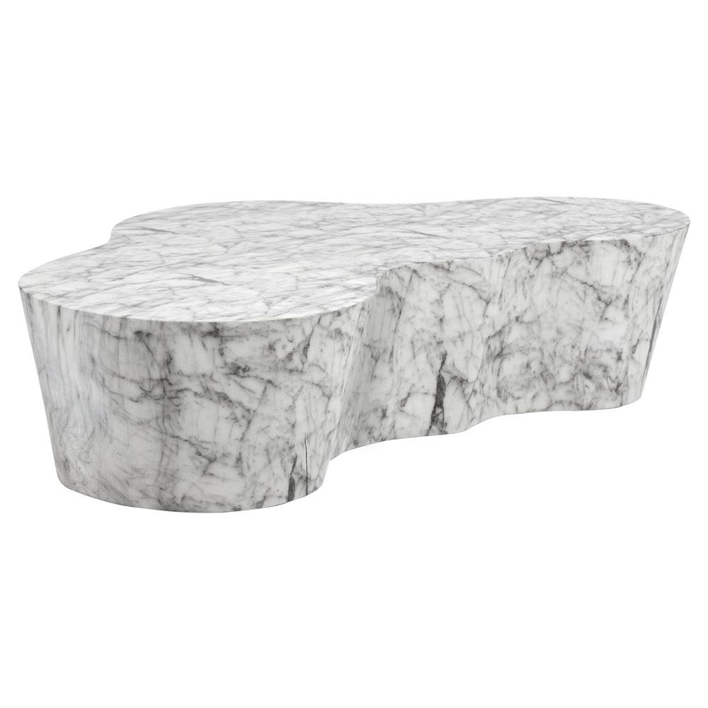 Nixon Modern Classic Grey Concrete Faux Marble Block Coffee Table