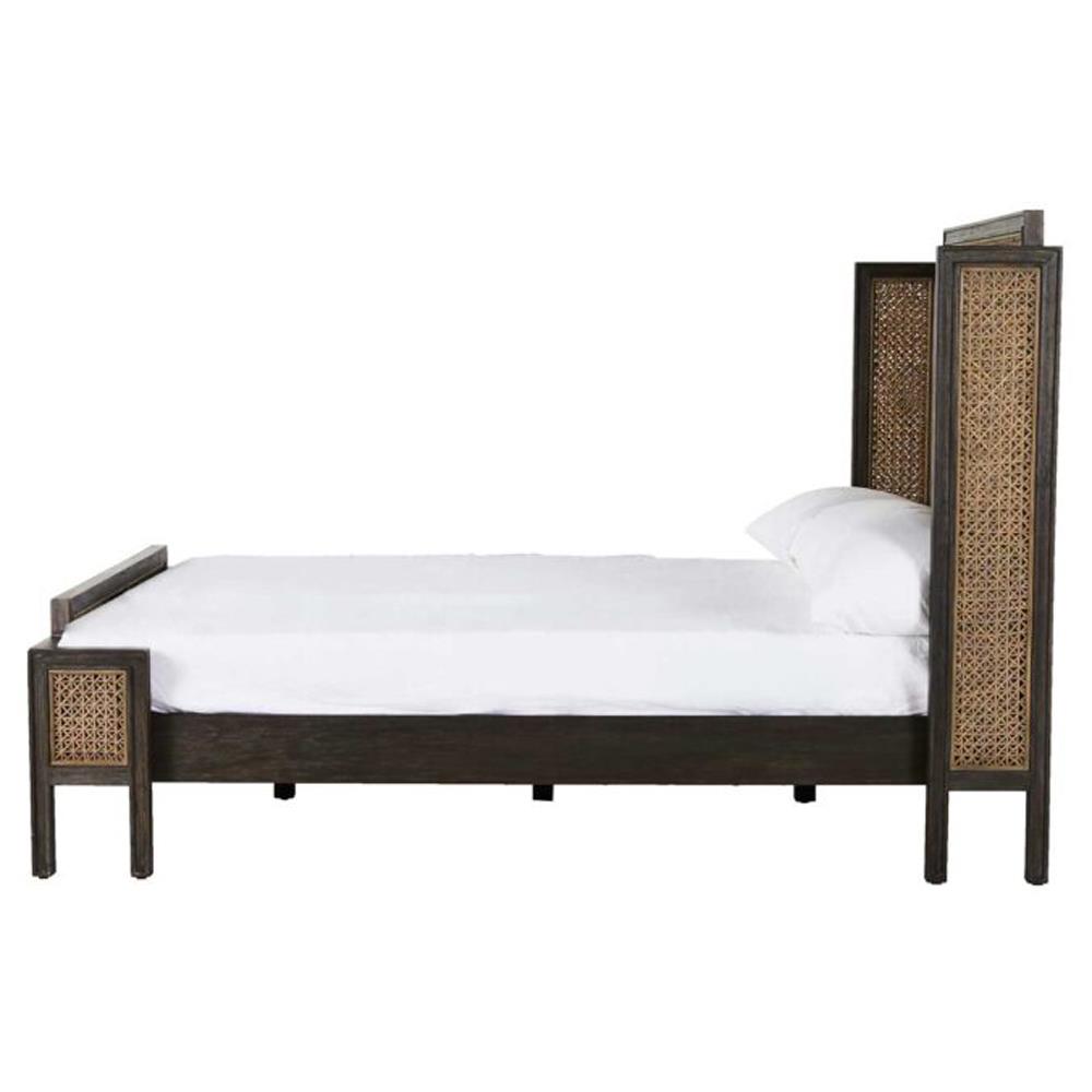 Camille Brown Mahogany Woven Textured Rattan Wingback Bed - King King ...