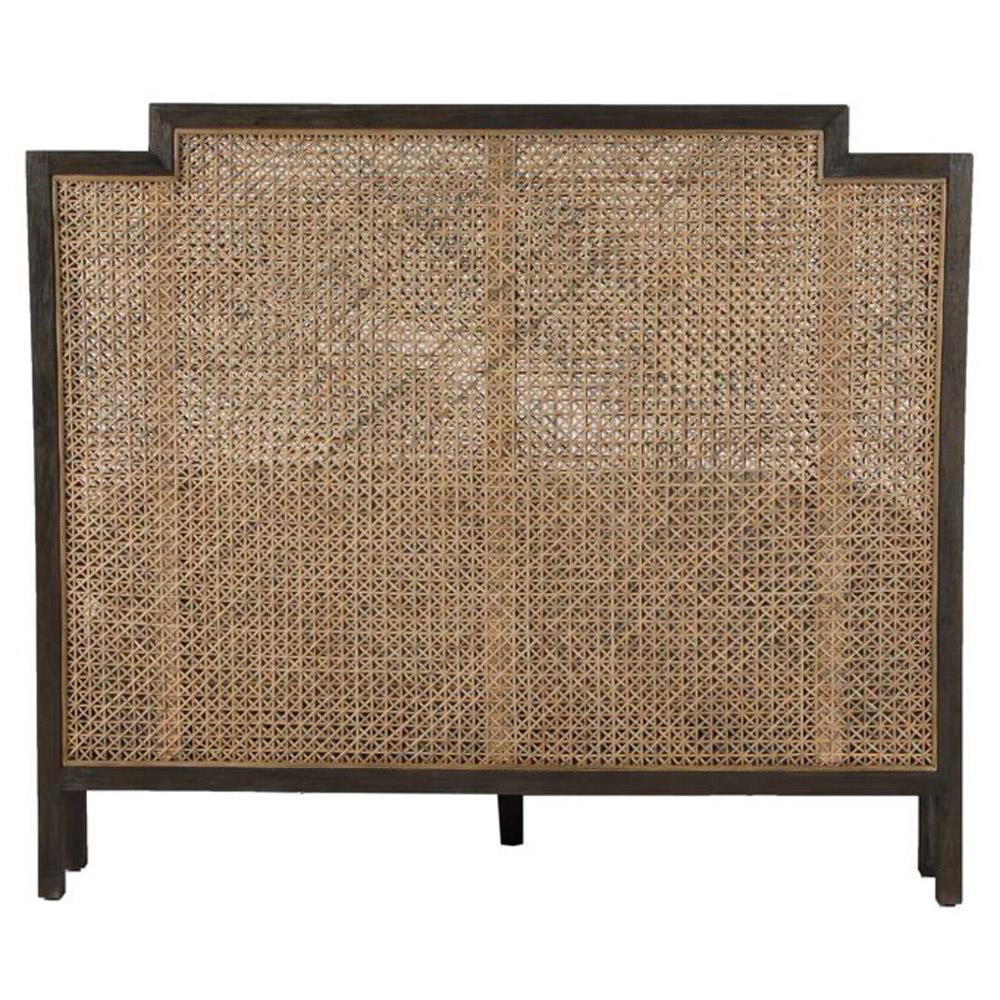 Camille Brown Mahogany Woven Textured Rattan Wingback Bed - King King ...