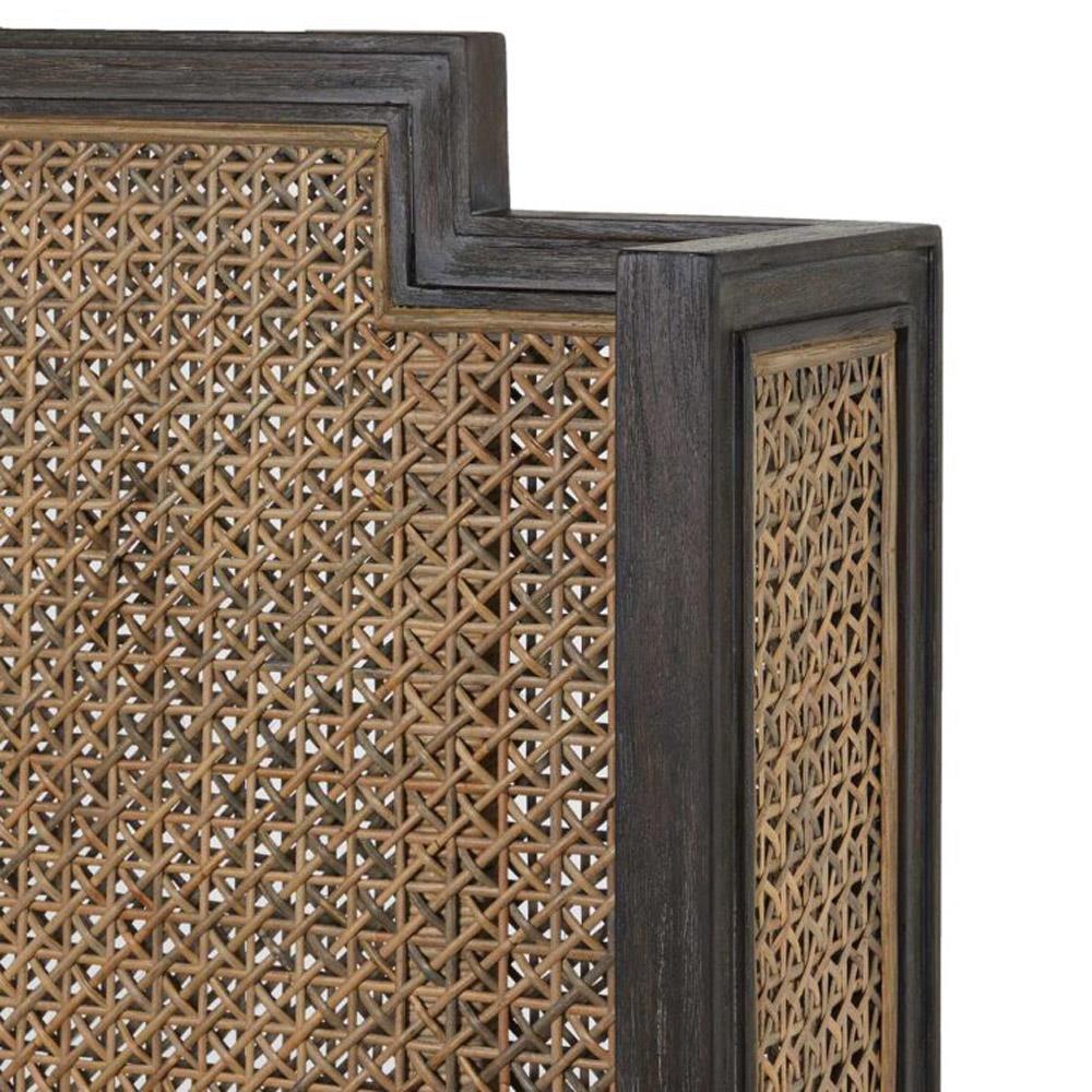 Camille Brown Mahogany Woven Textured Rattan Wingback Bed - King King ...