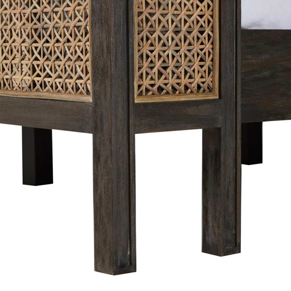 Camille Brown Mahogany Woven Textured Rattan Wingback Bed - King King ...