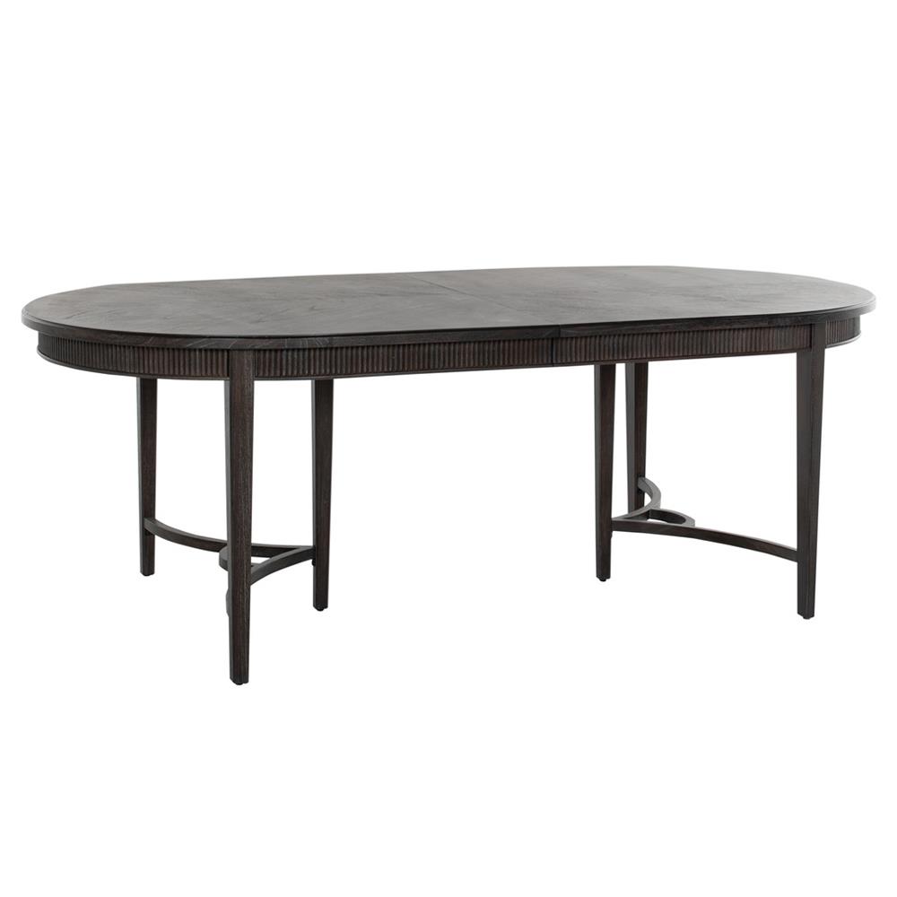 Whitlock Black Wood Patterned Extendable Oval Dining Table - 86-106"W ...