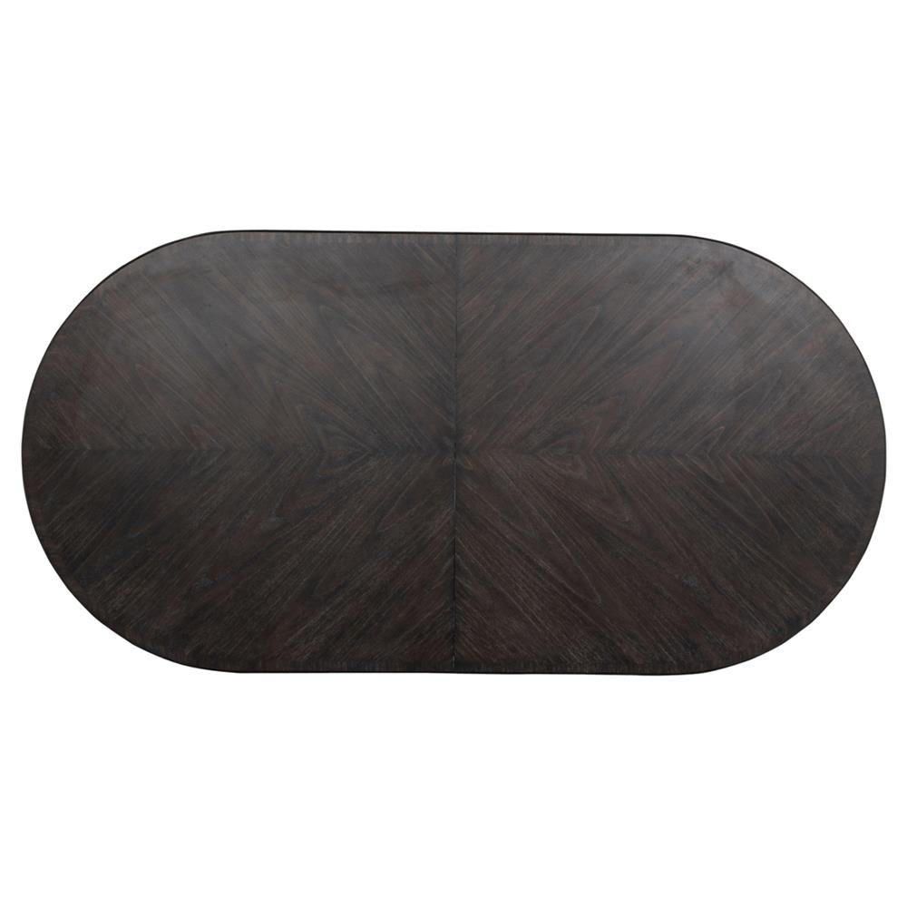 Whitlock Black Wood Patterned Extendable Oval Dining Table - 86-106"W ...