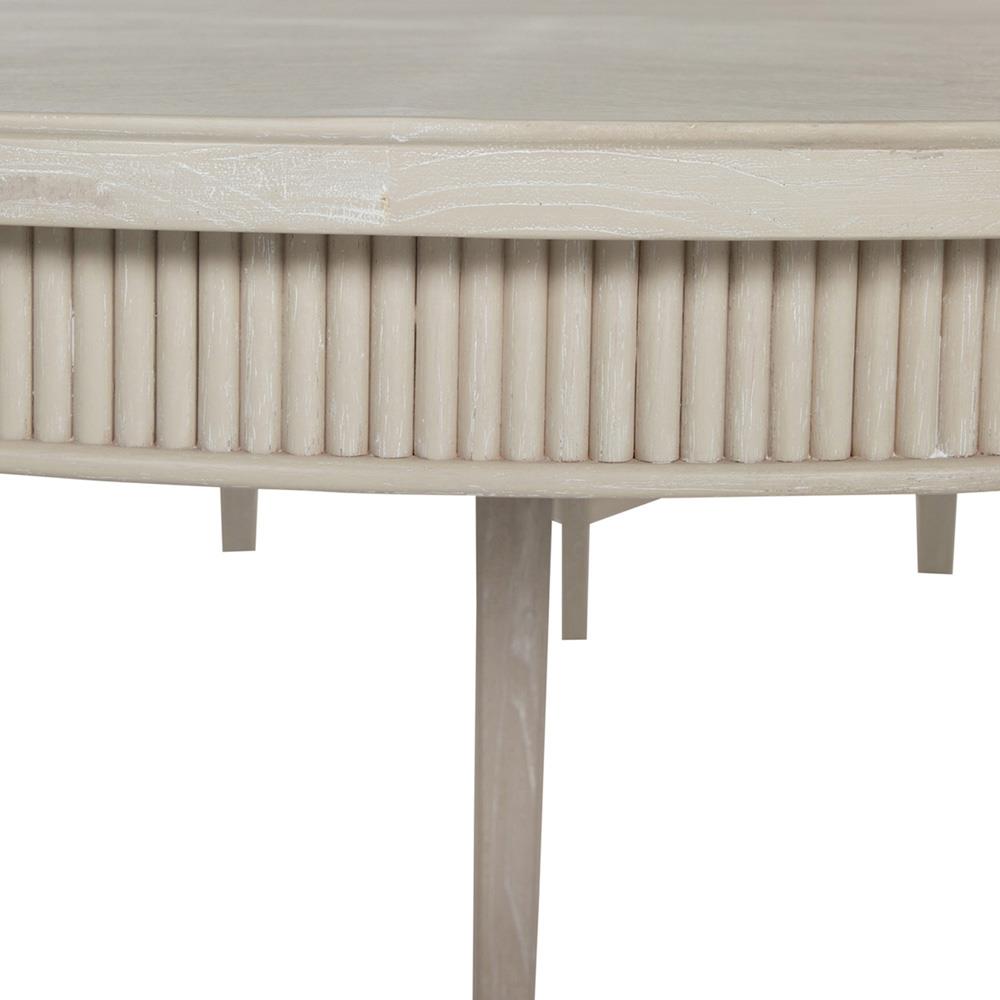 Whitlock White Wood Patterned Extendable Oval Dining Table - 86-106"W