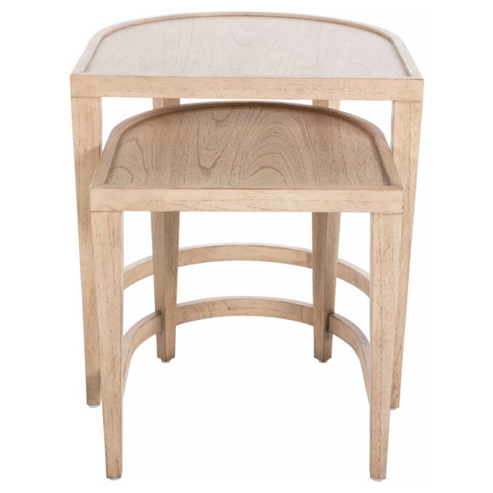 Dustin Modern Classic Natural Wood Nesting Side Tables | Kathy Kuo Home
