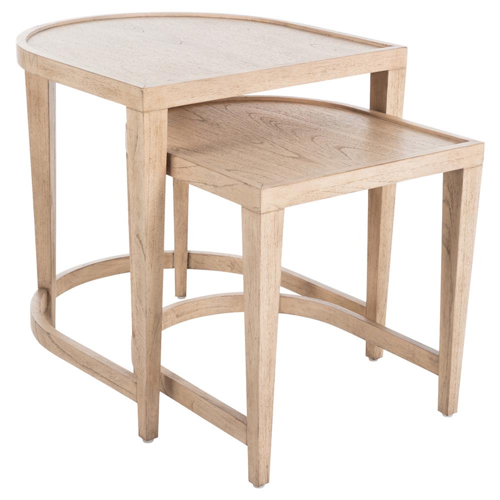 Dustin Modern Classic Natural Wood Nesting Side Tables | Kathy Kuo Home