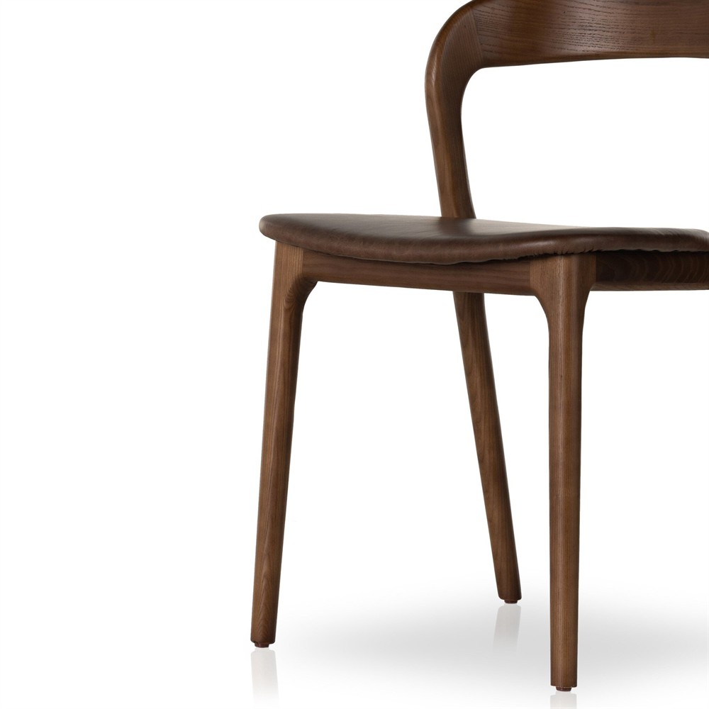Nanda Rustic Lodge Brown Upholstered Leather Seat Solid Wood Dining ...