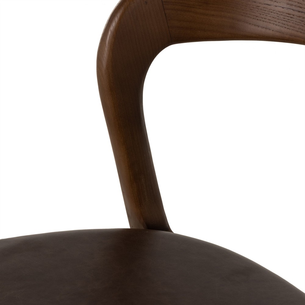 Nanda Rustic Lodge Brown Upholstered Leather Seat Solid Wood Dining ...