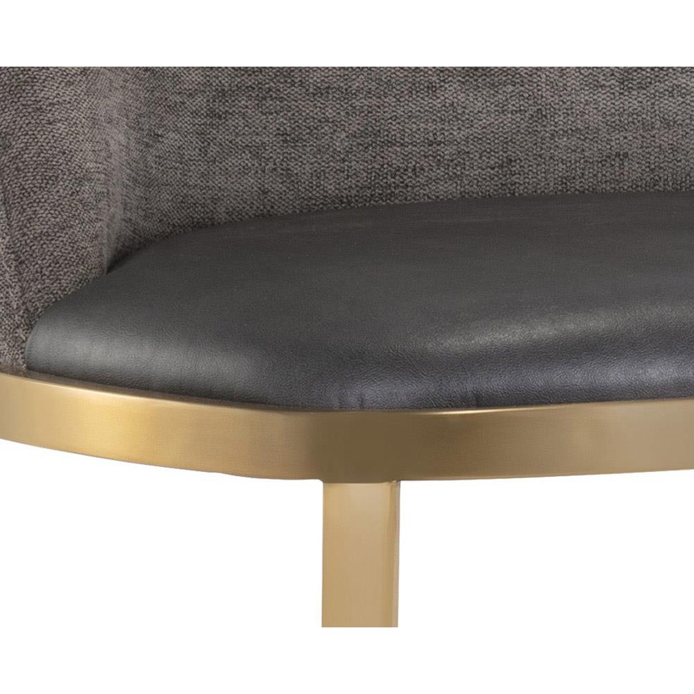 Divi Regency Sparrow Grey Upholstered Gold Stainless Steel Bar Stool