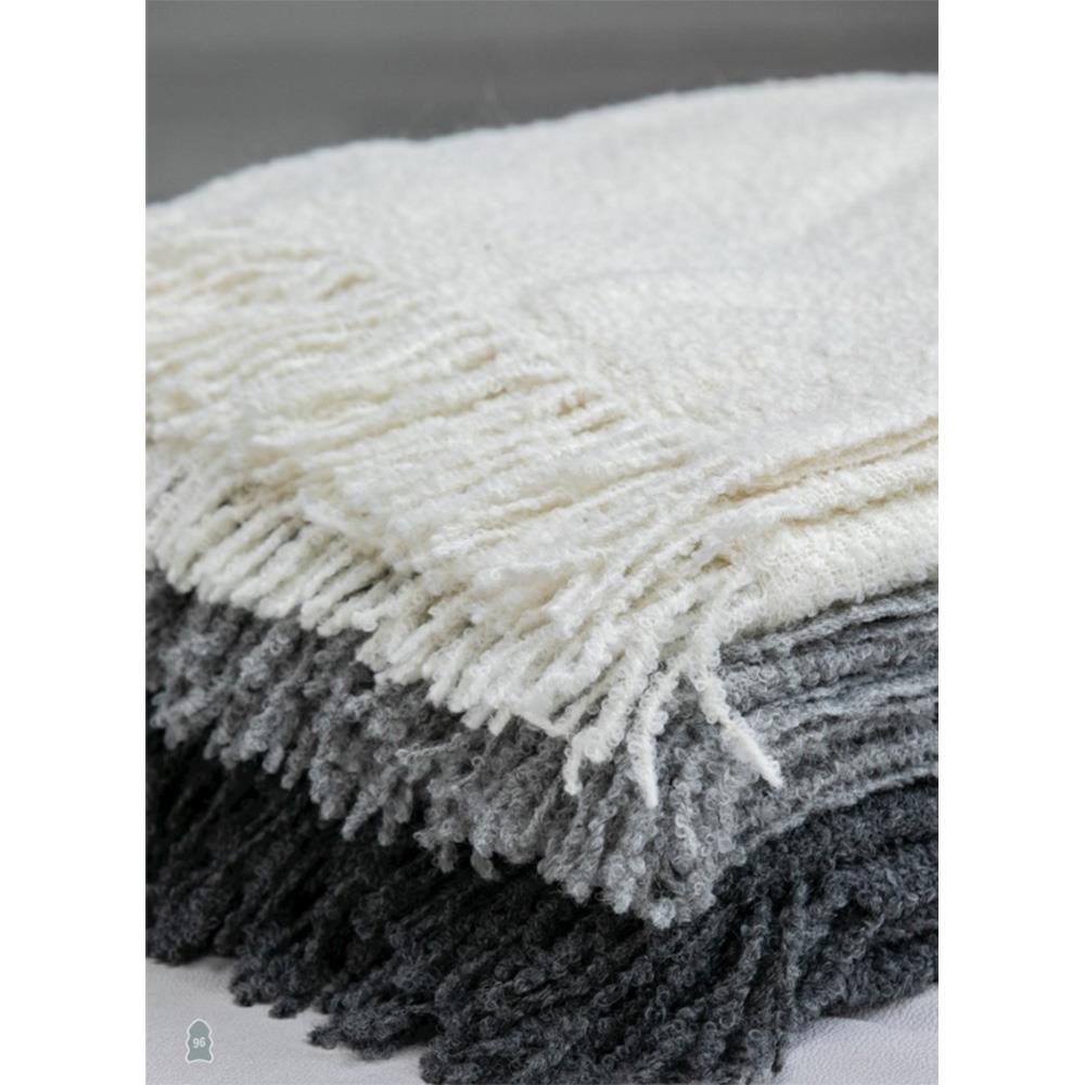 Kairos Modern Classic Light Grey Woven Alpaca Boucle Throw Blanket ...