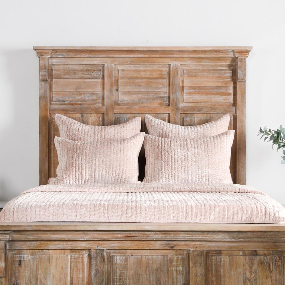 Beata Modern Classic Pink Velvet Quilt - Queen Queen | Kathy Kuo Home