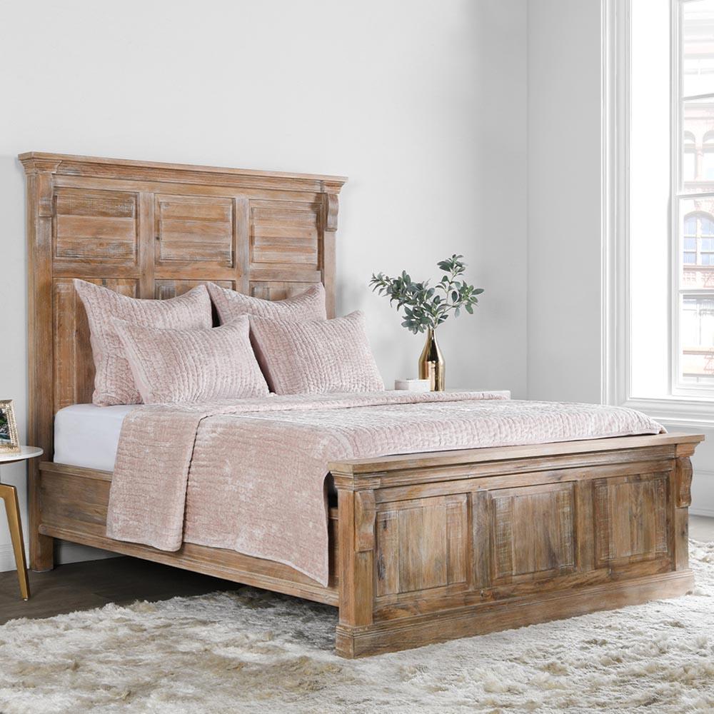 Beata Modern Classic Pink Velvet Quilt - Queen Queen | Kathy Kuo Home