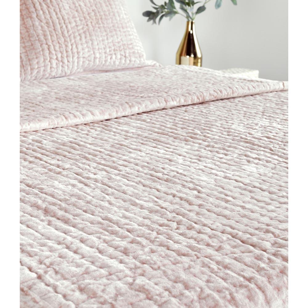 Beata Modern Classic Pink Velvet Quilt - Queen Queen | Kathy Kuo Home