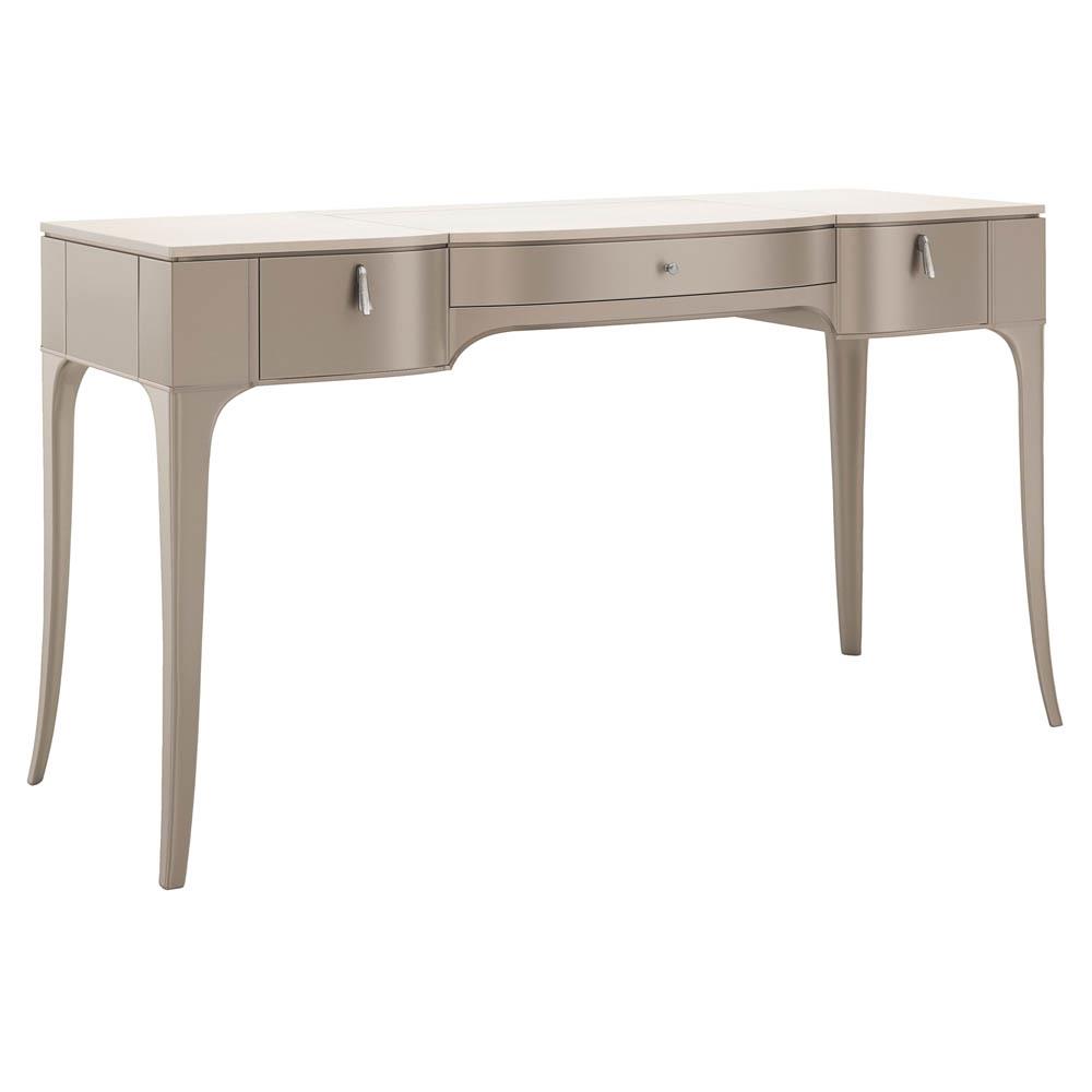 Kade French Country Soft Silver Hardwood Vanity Desk | Kathy Kuo Home