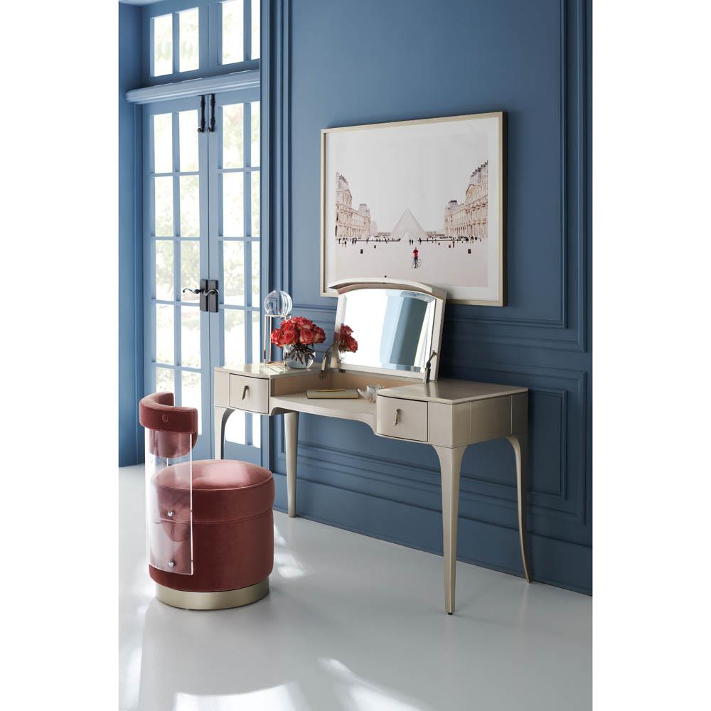 Kade French Country Soft Silver Hardwood Vanity Desk | Kathy Kuo Home