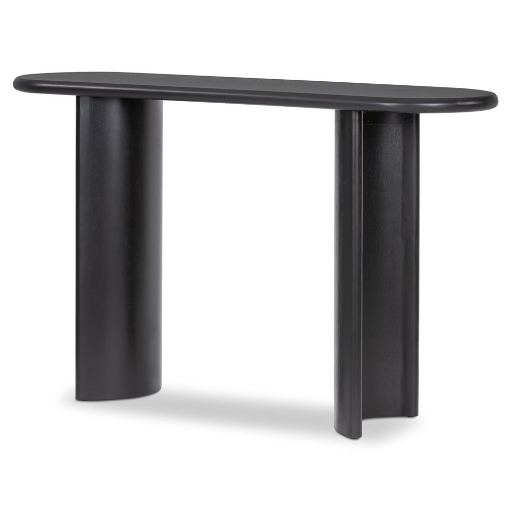 Paris Rustic Lodge Black Acacia Wood Oval Console Table - 51" Standard ...
